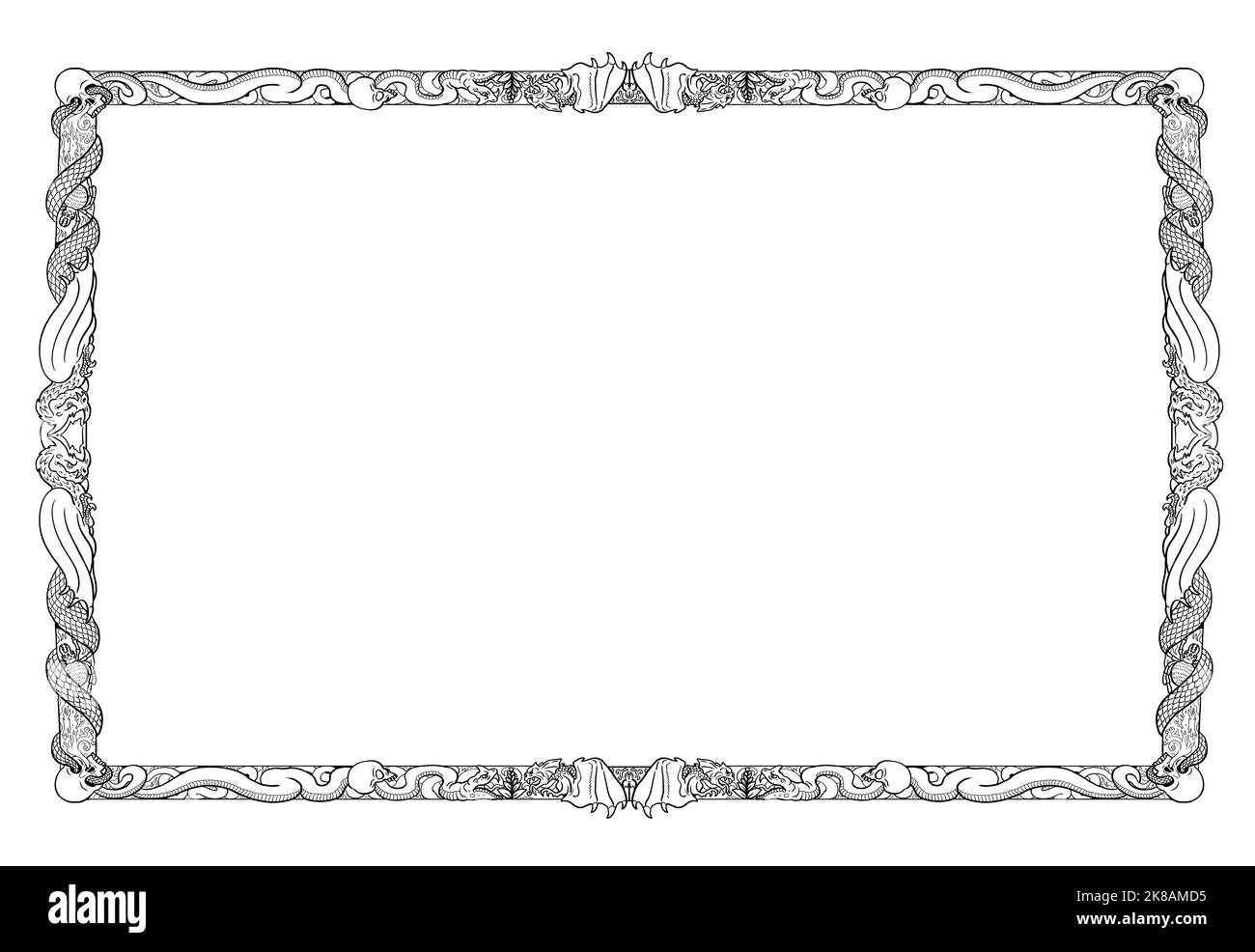 Decorative Halloween frame for coloring book. Handcrafted illustration ...