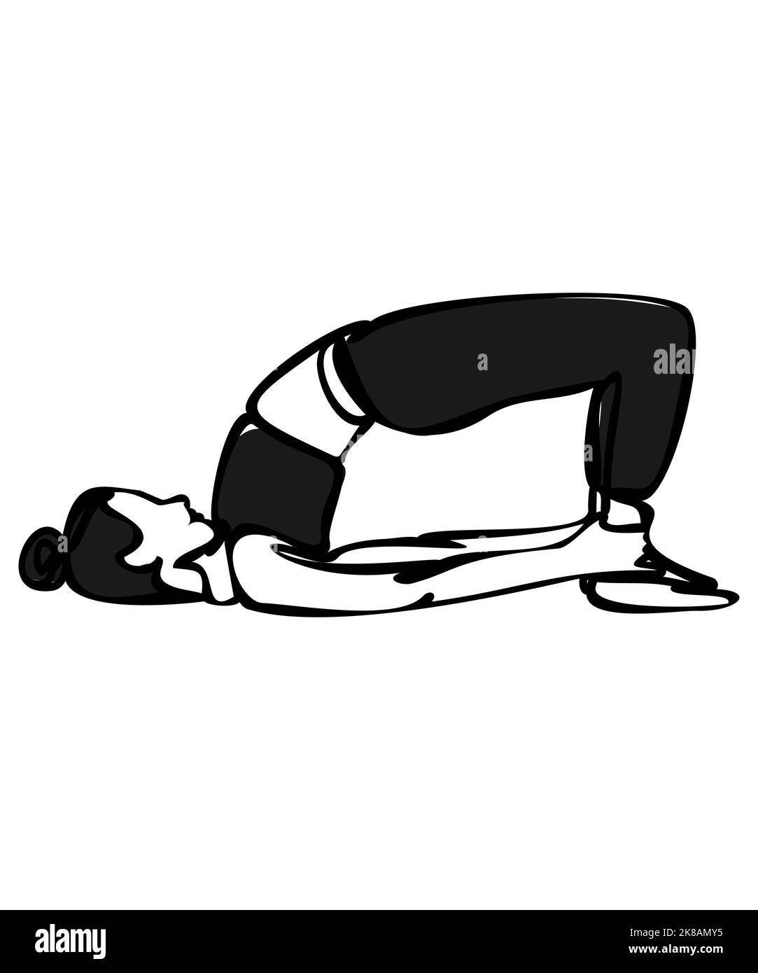 Woman doing exercise in yoga pose. Vector silhouette illustration Stock ...