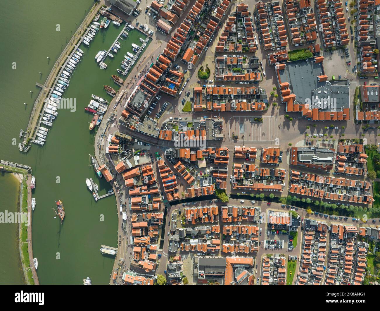 Volendam, Netherlands. Top down overview of traditional dutch fishing ...