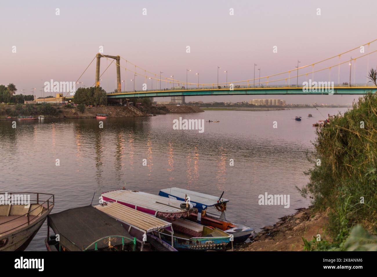 Evening view of Tuti island bridge in Khartoum, capital of Sudan Stock ...