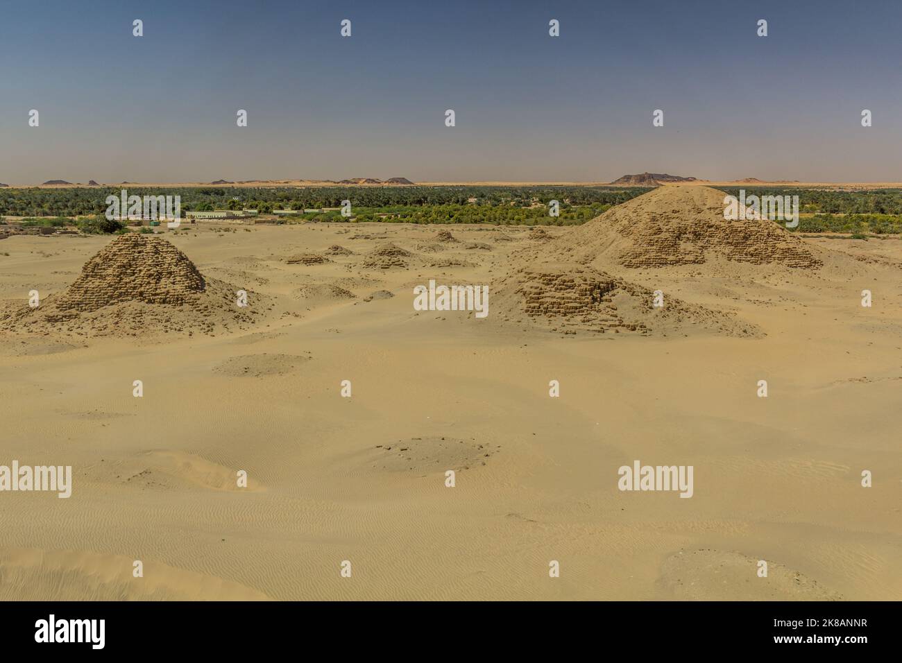 View of Nuri pyramids in the desert near Karima town, Sudan Stock Photo ...