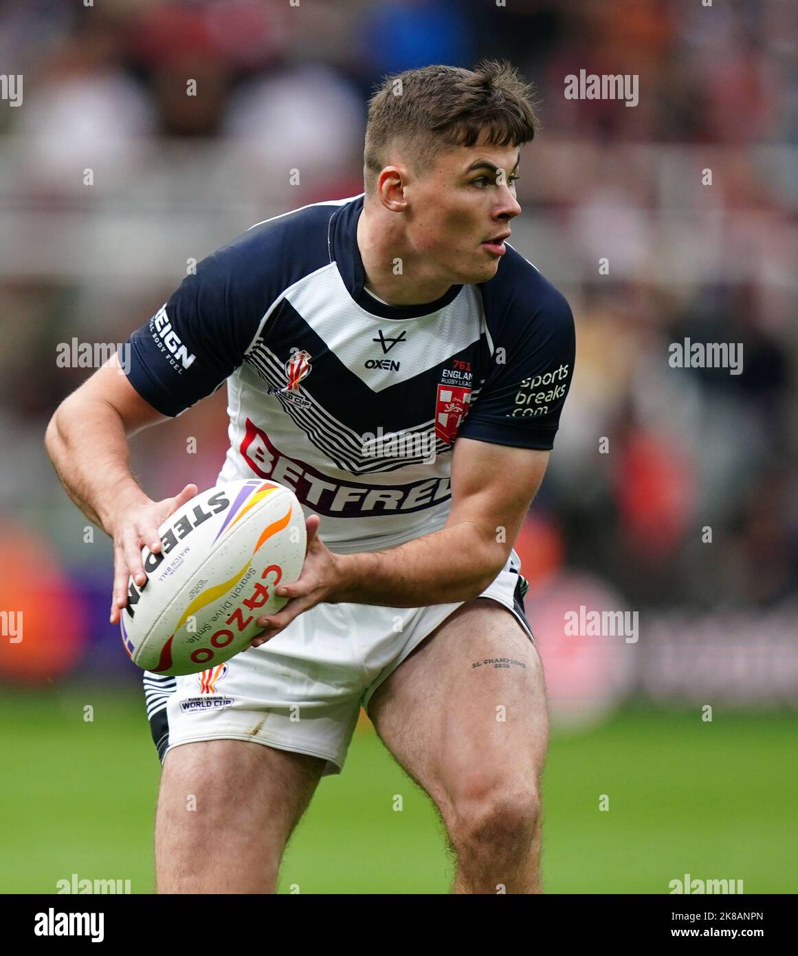 England's Jack Welsby during the Rugby League World Cup group A match ...