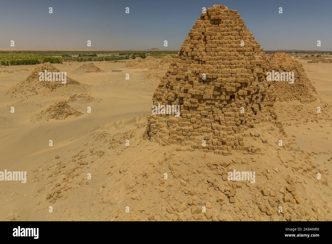 View of Nuri pyramids in the desert near Karima town, Sudan Stock Photo ...