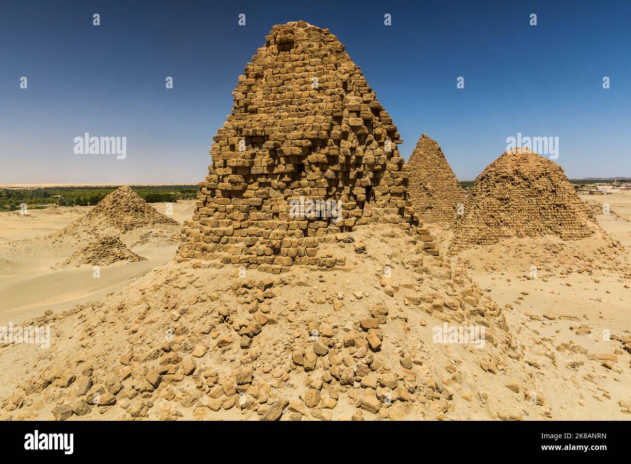 View of Nuri pyramids in the desert near Karima town, Sudan Stock Photo ...