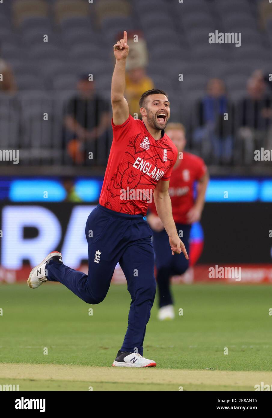England bowler Mark Wood reacts after dismissing Afghanistan batsman ...