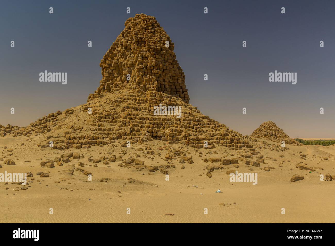 View of dilapidated pyramids of Nuri in the desert near Karima town ...
