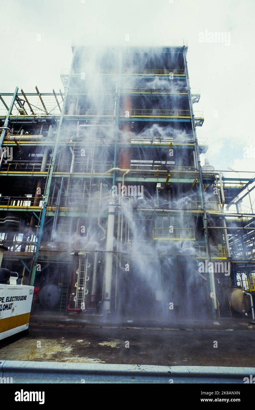 Fire drill at Atochem chemical plant, Feyzin, Rhone, Rhone-Alps region ...