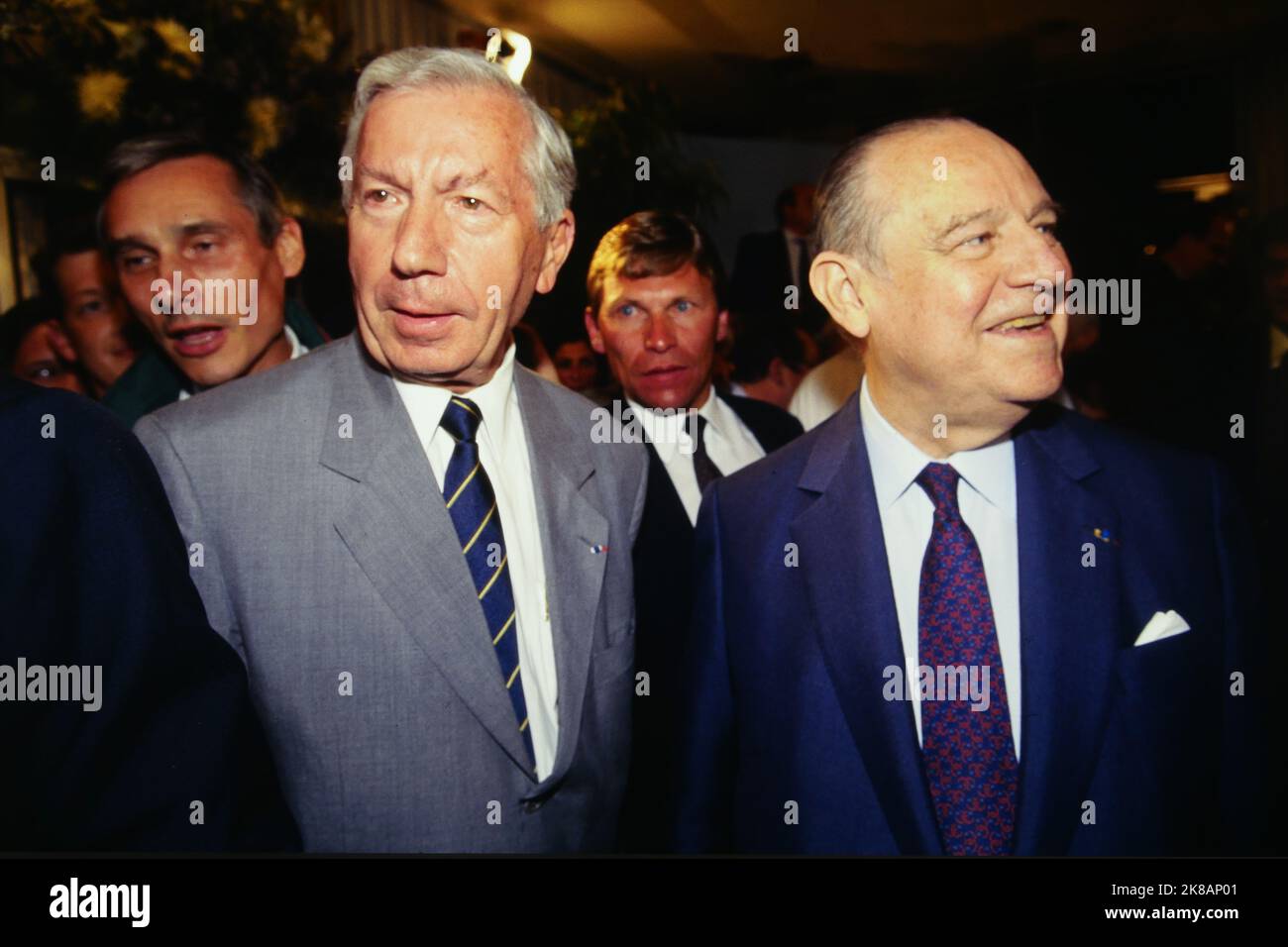 Raymond Barre and Guy Mahler, Lyon, France, 1995 Stock Photo - Alamy