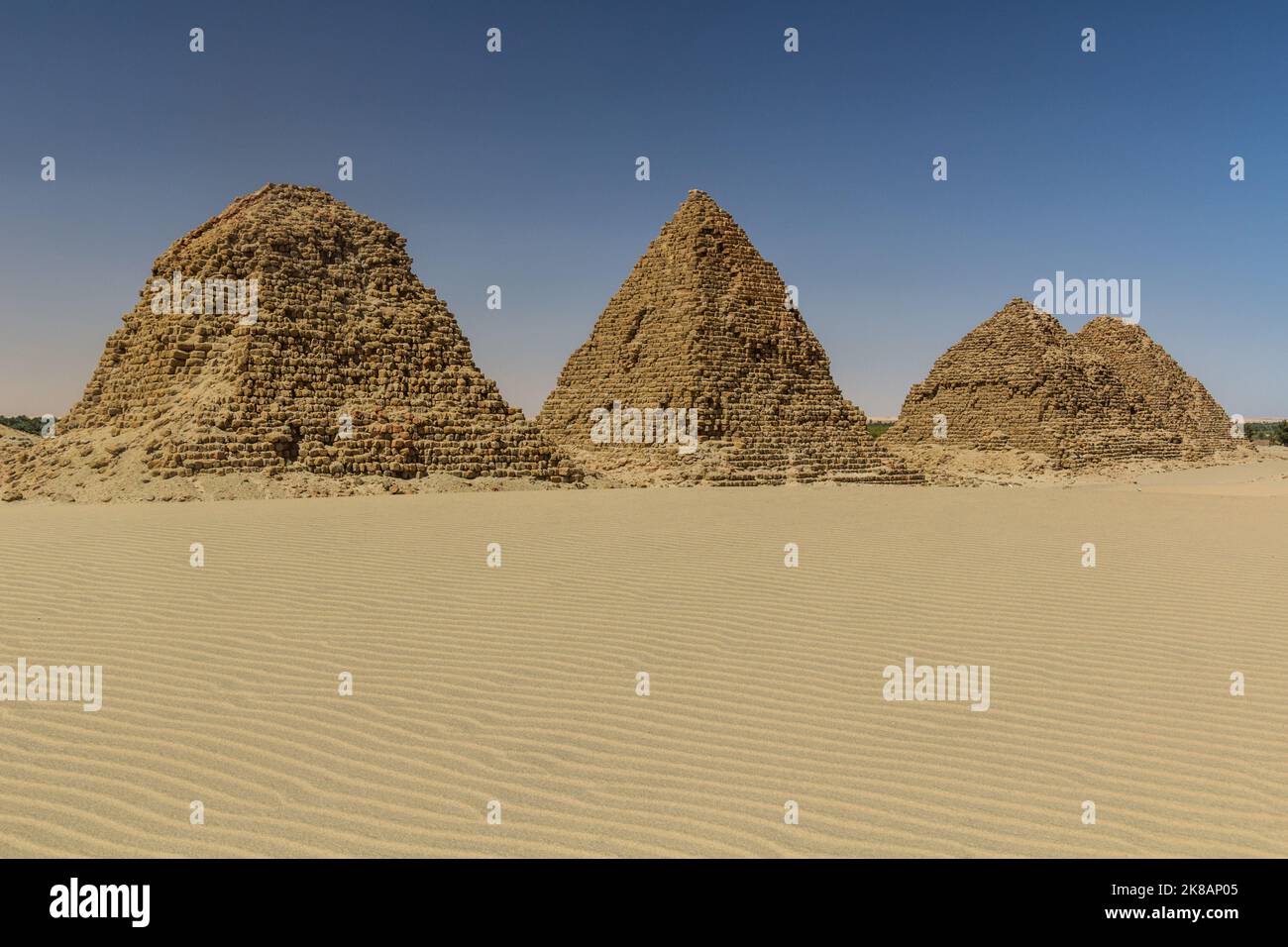 Dilapidated pyramids of Nuri in the desert near Karima town, Sudan ...