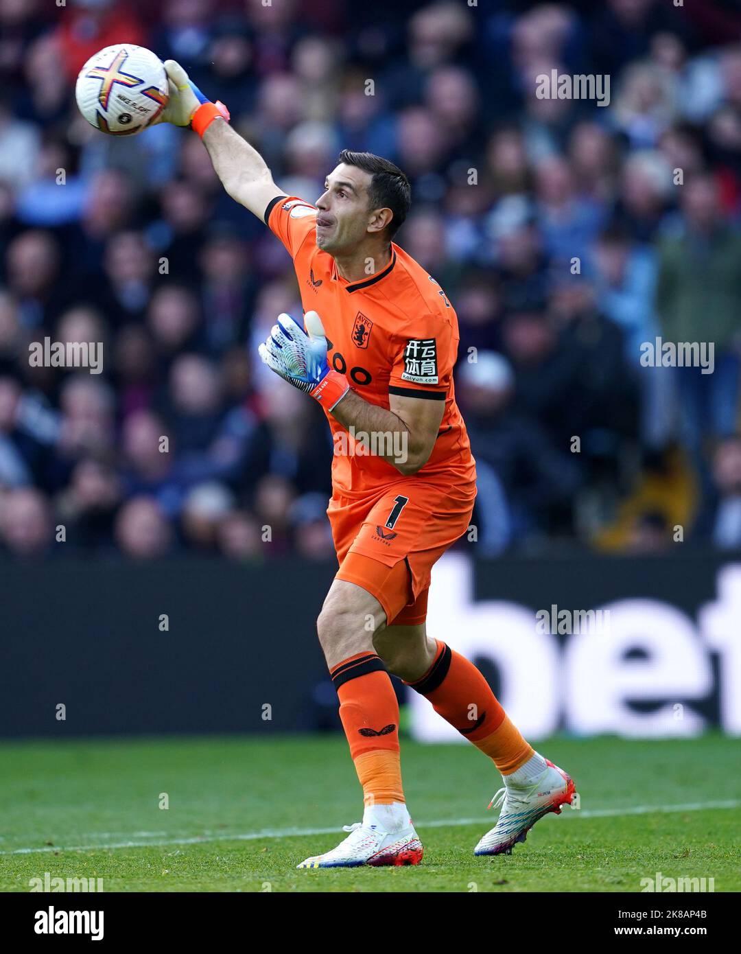 Aston Villa goalkeeper Emiliano Martinez during the Premier League ...