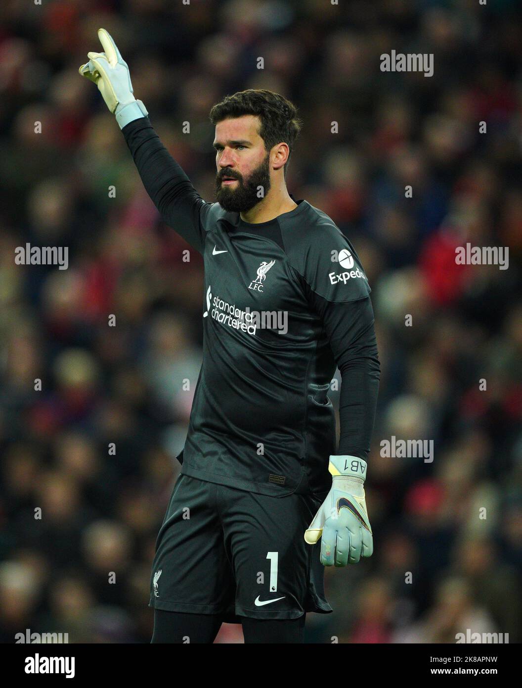 Liverpool goalkeeper Alisson Becker during the Premier League match at ...