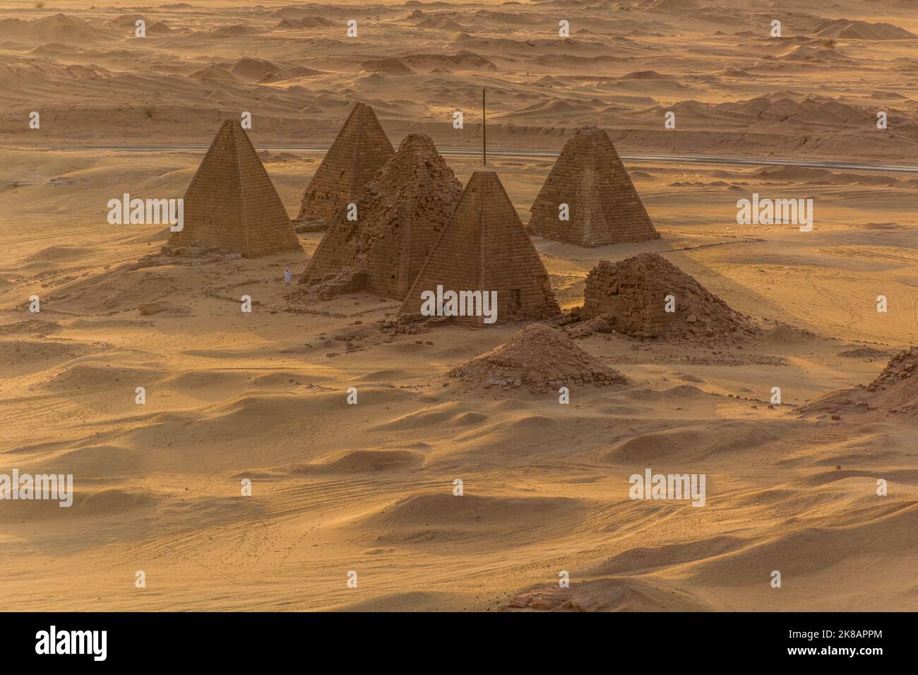 Aerial view of Barkal pyramids in the desert near Karima town, Sudan ...