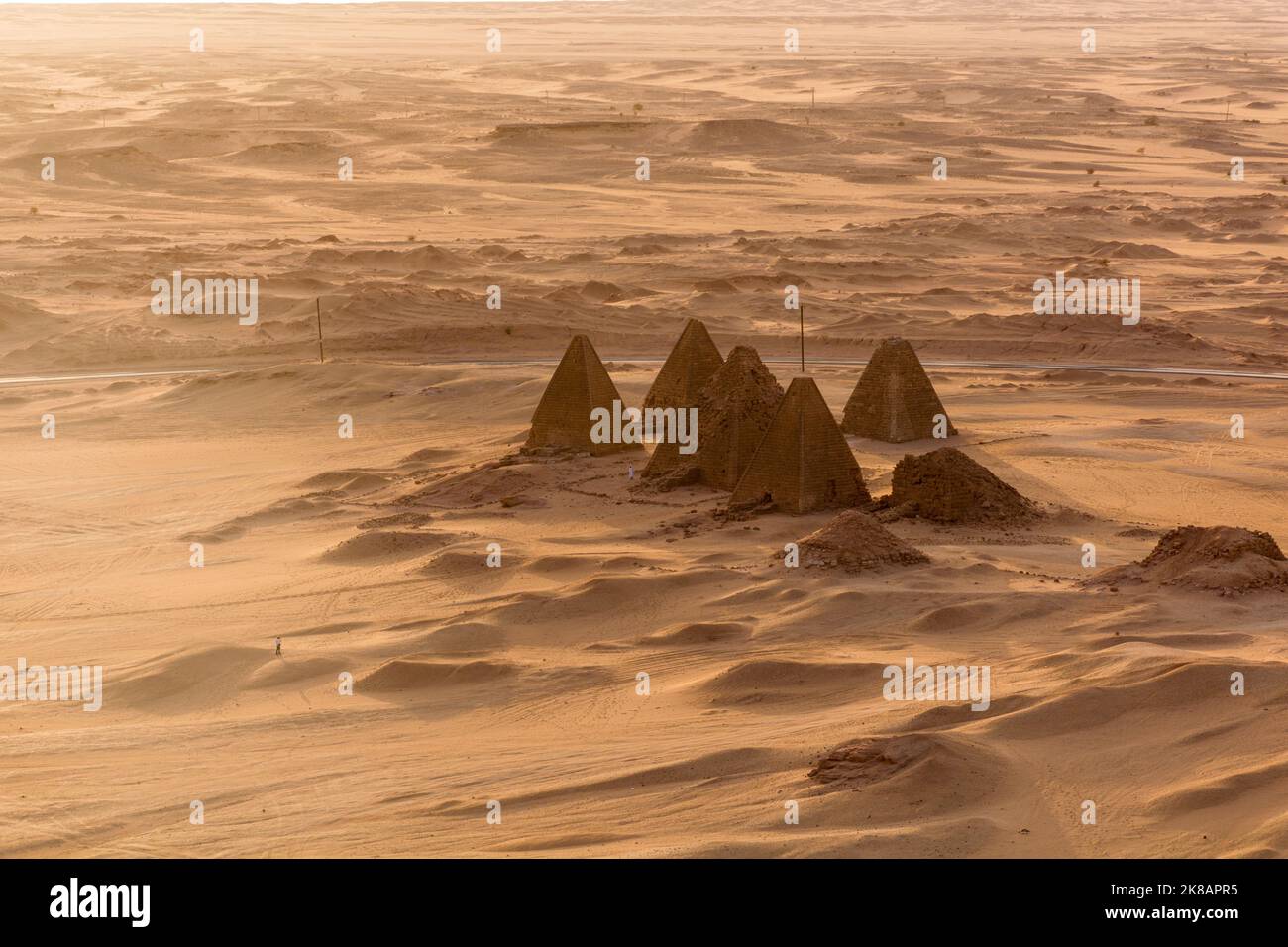 Aerial view of Barkal pyramids in the desert near Karima town, Sudan ...