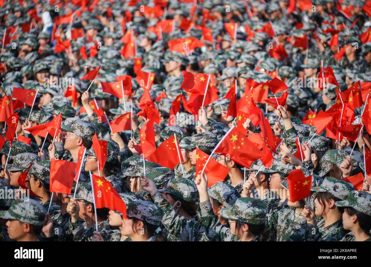 HUAI'AN, CHINA - OCTOBER 22, 2022 - Freshmen students and instructors ...