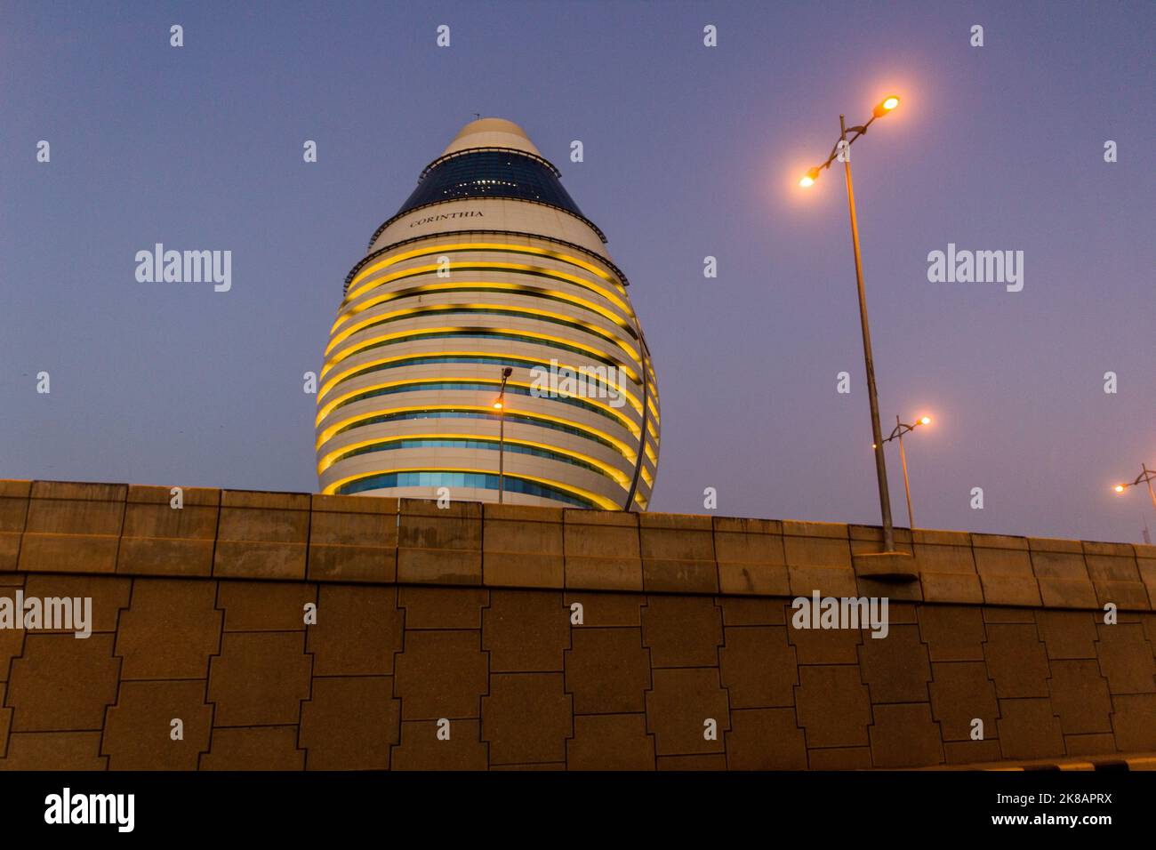 KHARTOUM, SUDAN - MARCH 9, 2019: Evening view of Corinthia Hotel in ...