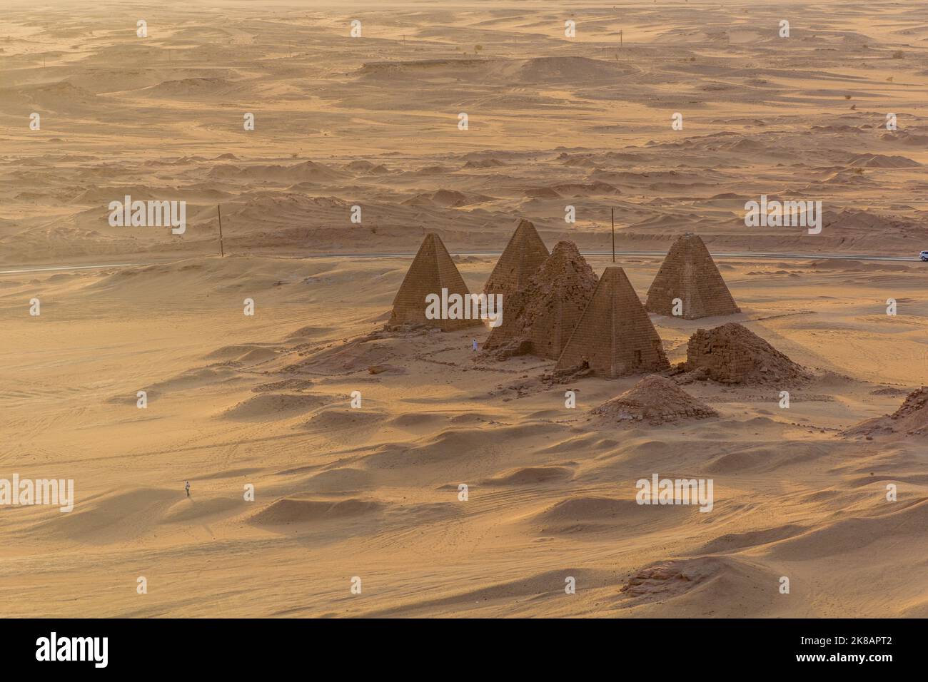 Aerial view of Barkal pyramids in the desert near Karima town, Sudan ...