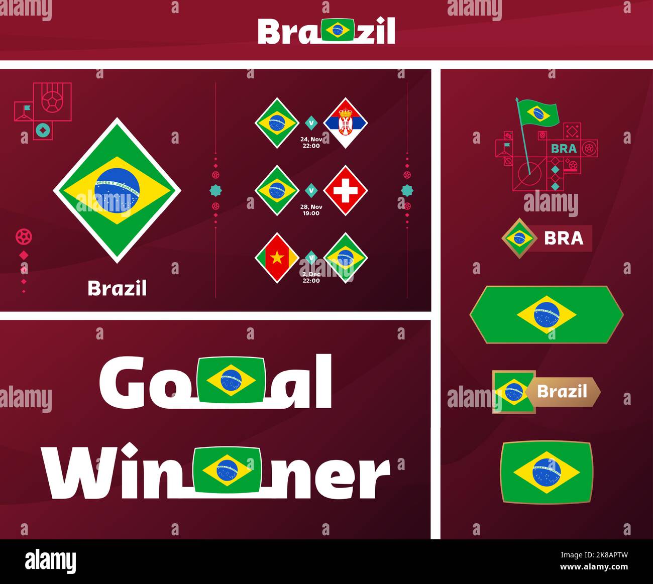brazil national team design media kit graphic collection. 2022 world ...