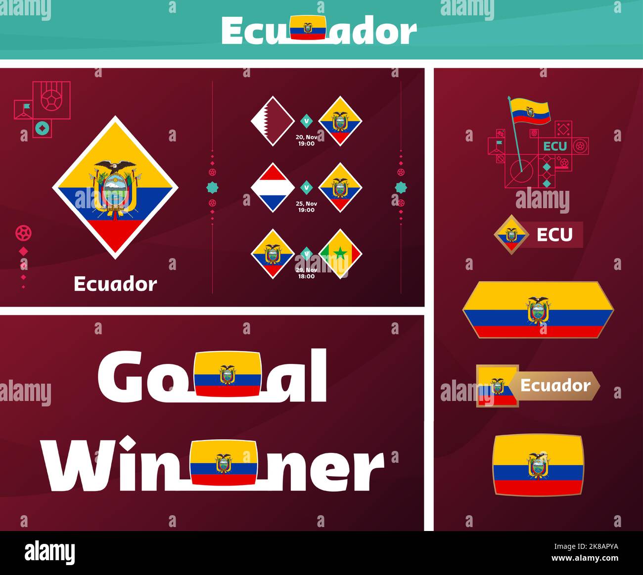 ecuador national team design media kit graphic collection. 2022 world ...