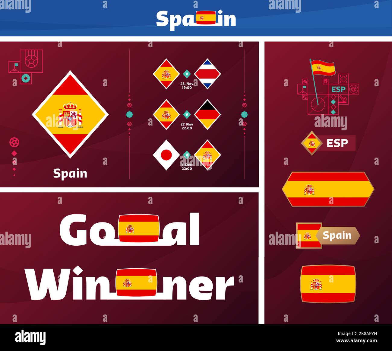 spain national team design media kit graphic collection. 2022 world ...