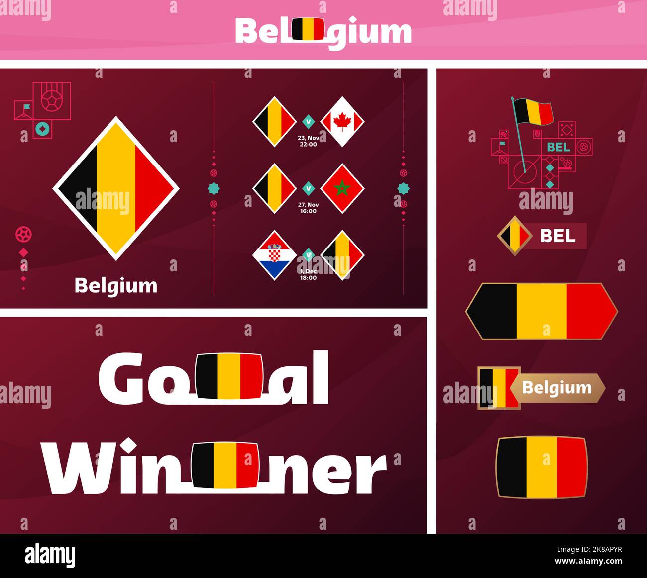 belgium national team design media kit graphic collection. 2022 world ...