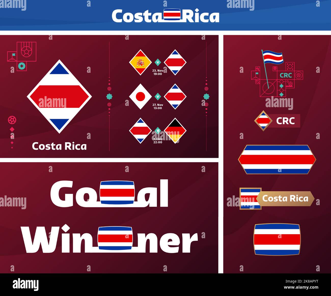 costa rica national team design media kit graphic collection. 2022 ...