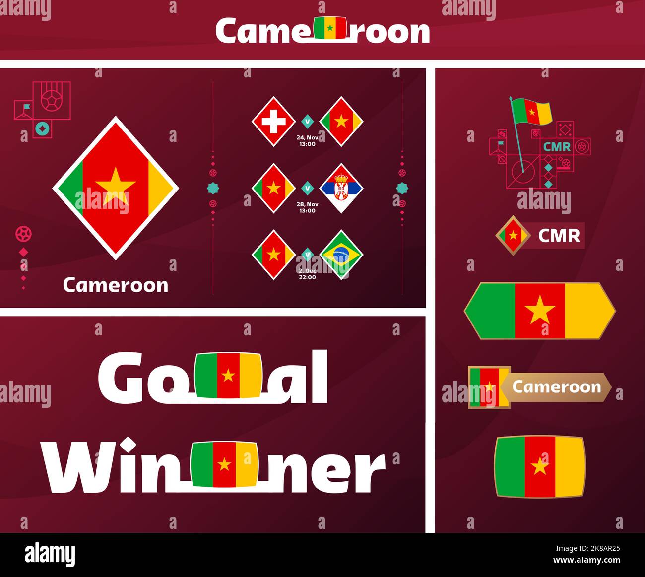cameroon national team design media kit graphic collection. 2022 world ...