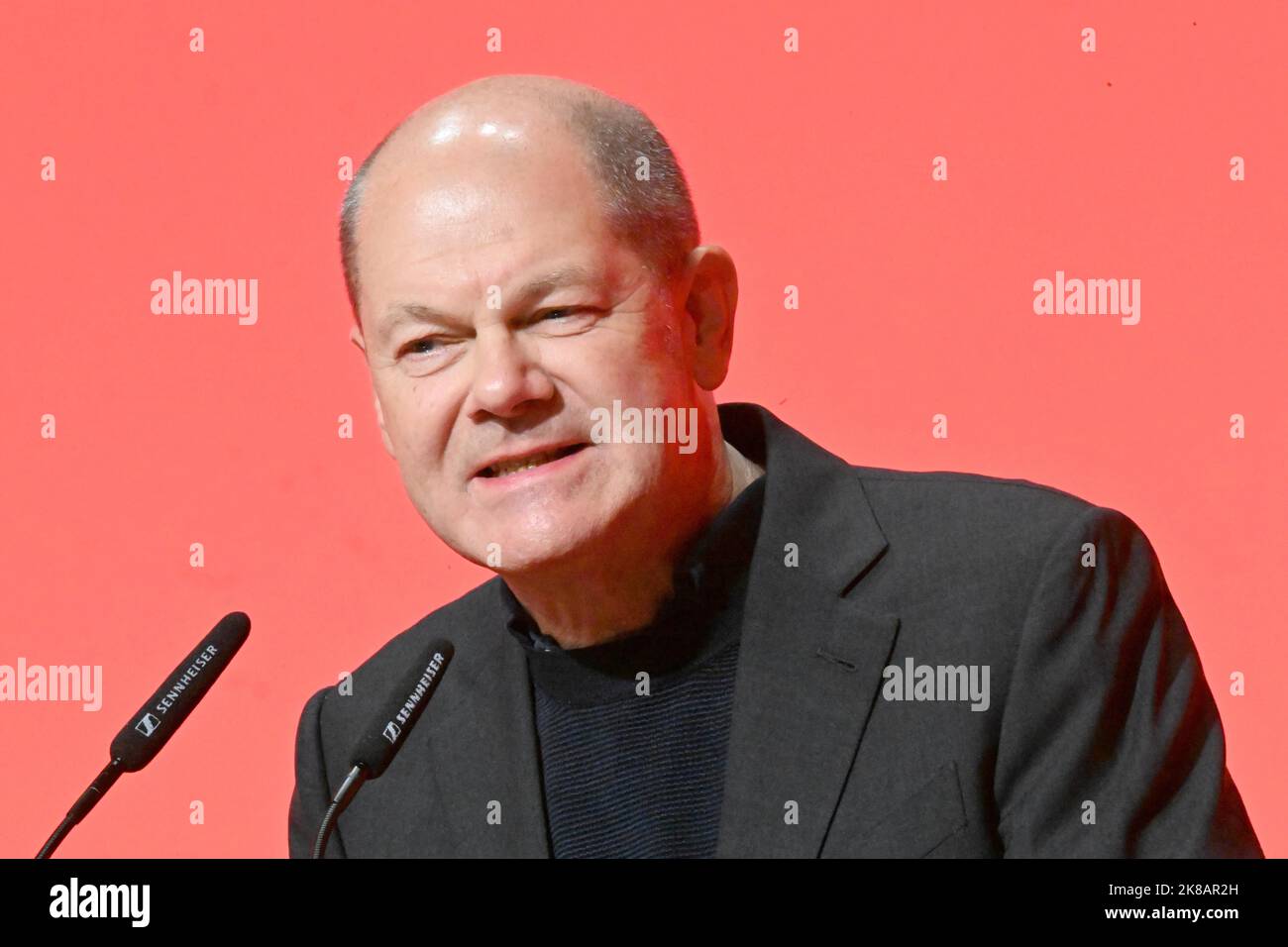 Munich, Germany. 22nd Oct, 2022. Chancellor Olaf Scholz (SPD) speaks at ...