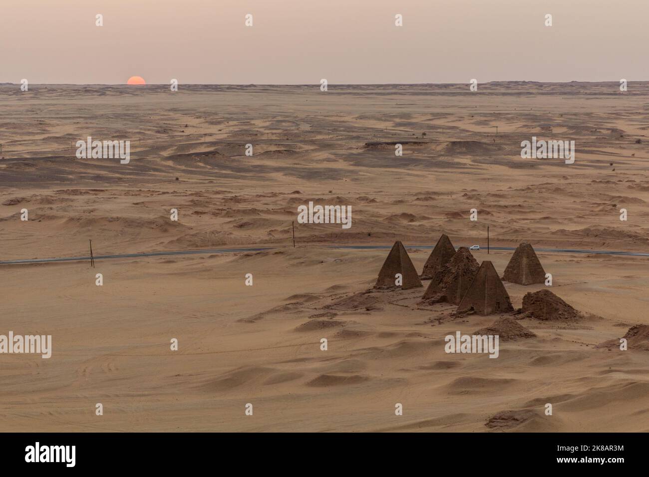 Aerial view of Barkal pyramids in the desert near Karima town, Sudan ...