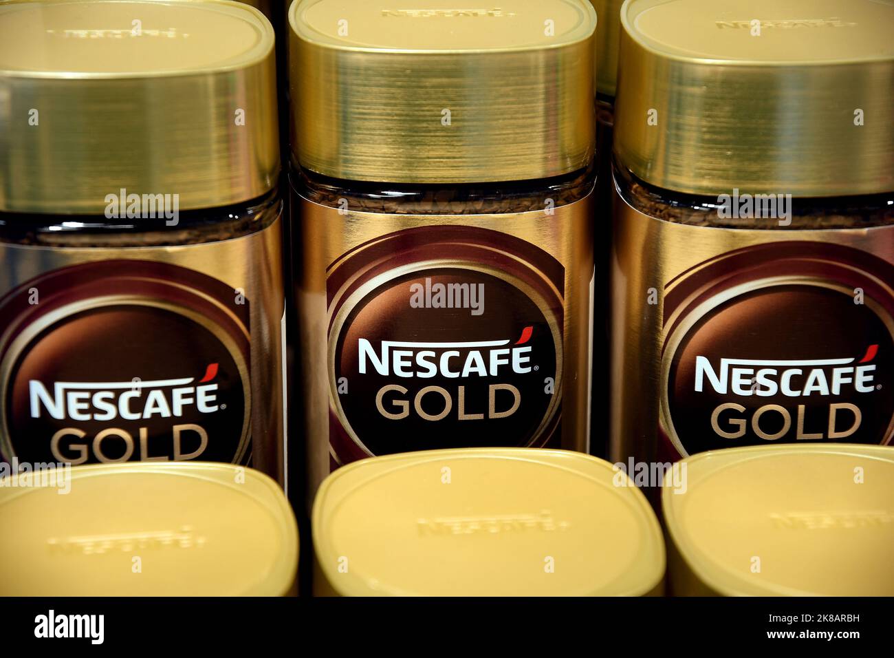 Copenhagen/Denmark/22 October 2022/Nescafe gold display for sale in ...
