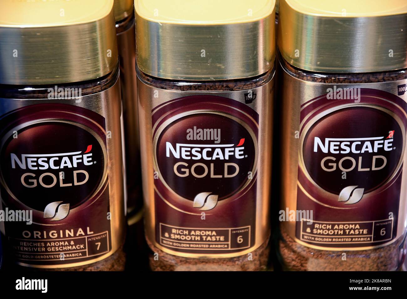 Copenhagen/Denmark/22 October 2022/Nescafe gold display for sale in ...