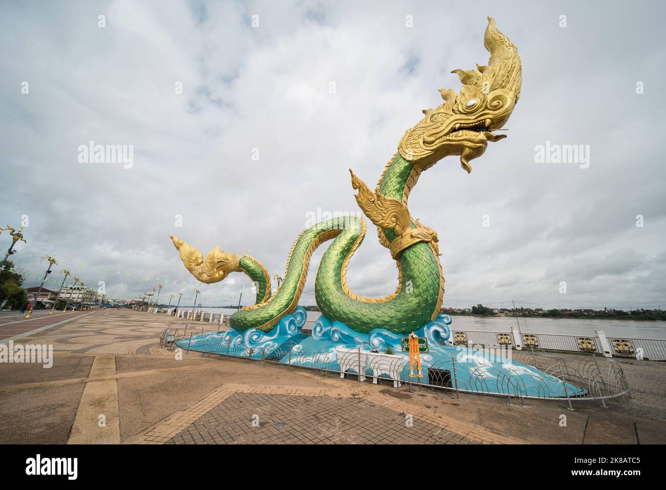 The Naga Statue in Nong Khai, Thailand. the landmark of the town at the ...