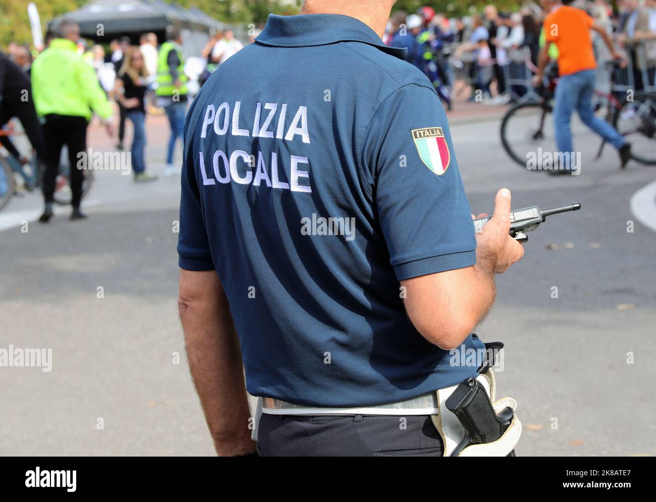 Vicenza, VI, Italy - October 9, 2022: policeman with uniform and TEXT ...