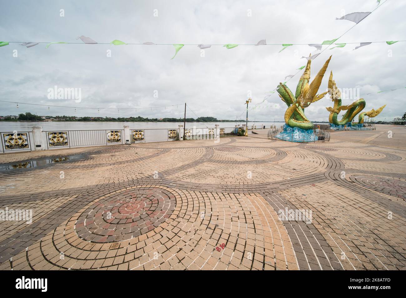 The Naga Statue in Nong Khai, Thailand. the landmark of the town at the ...