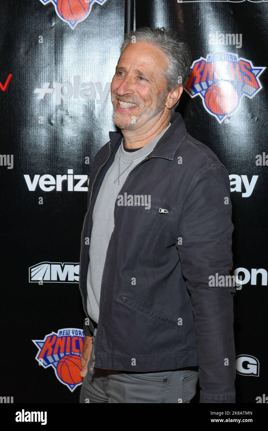 Jon Stewart attends the Verizon +play Red Carpet at Madison Square Garden for the New York ...