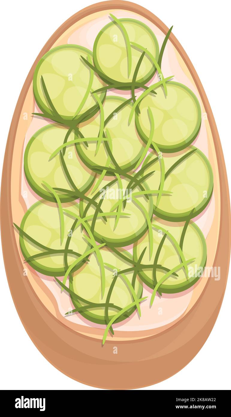 Cucumber bruschetta icon cartoon vector. Toast bread. Starter food ...