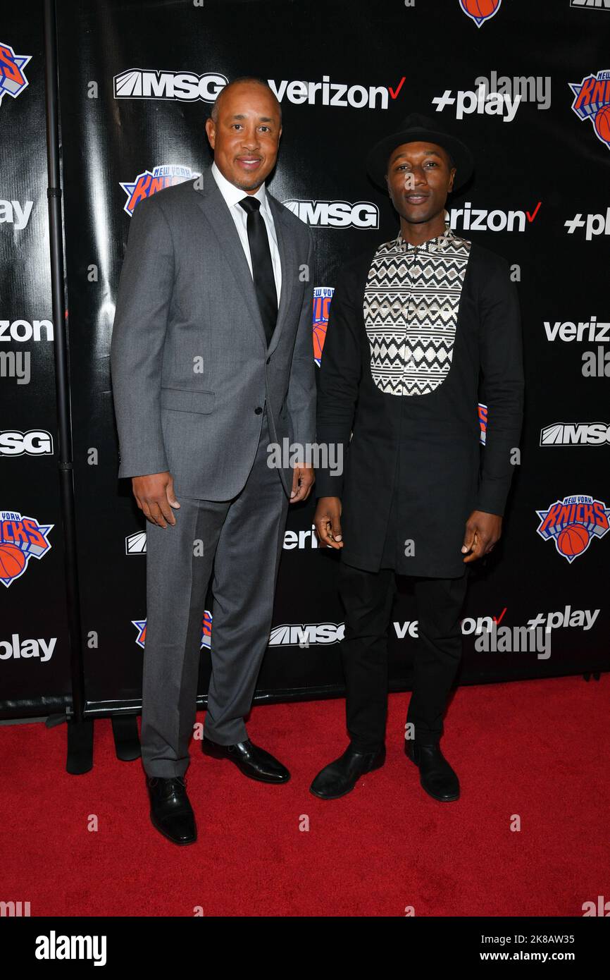 Aloe Blacc and John Starks attend the Verizon +play Red Carpet at Madison Square Garden for the ...
