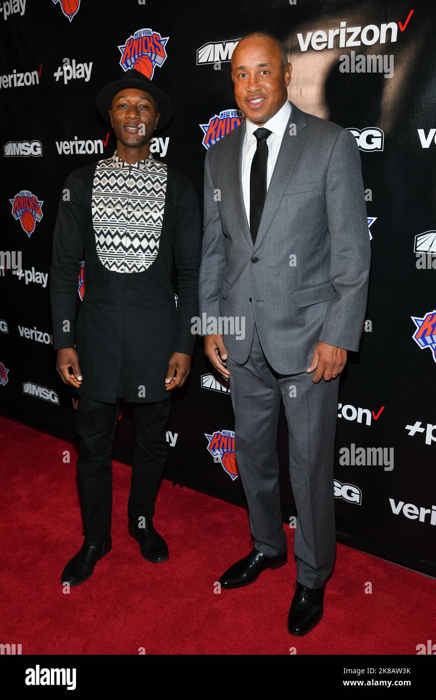 Aloe Blacc and John Starks attend the Verizon +play Red Carpet at Madison Square Garden for the ...