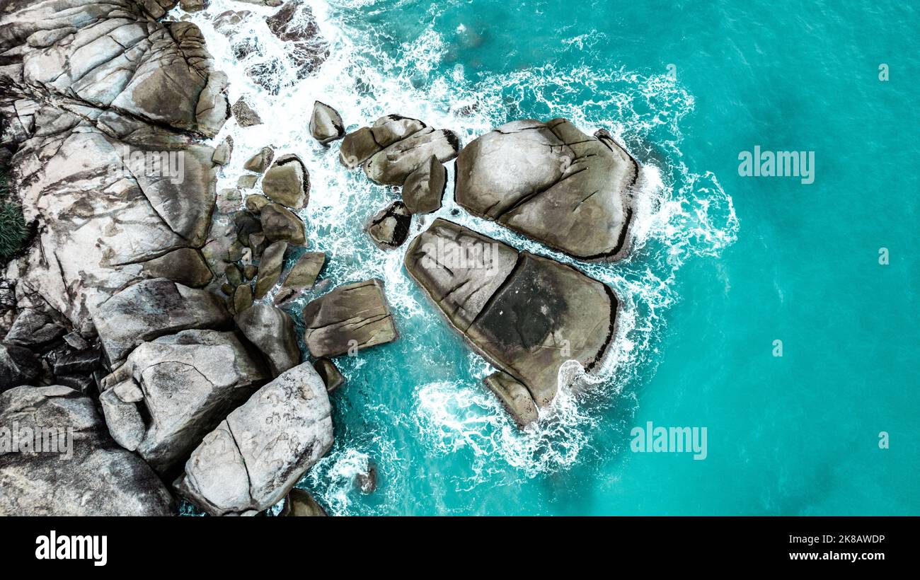 Aerial view of seashore with rocks from above Stock Photo - Alamy