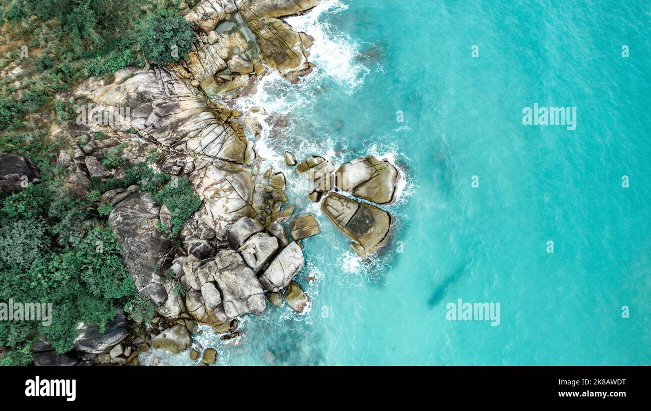 Aerial view of seashore with rocks from above Stock Photo - Alamy