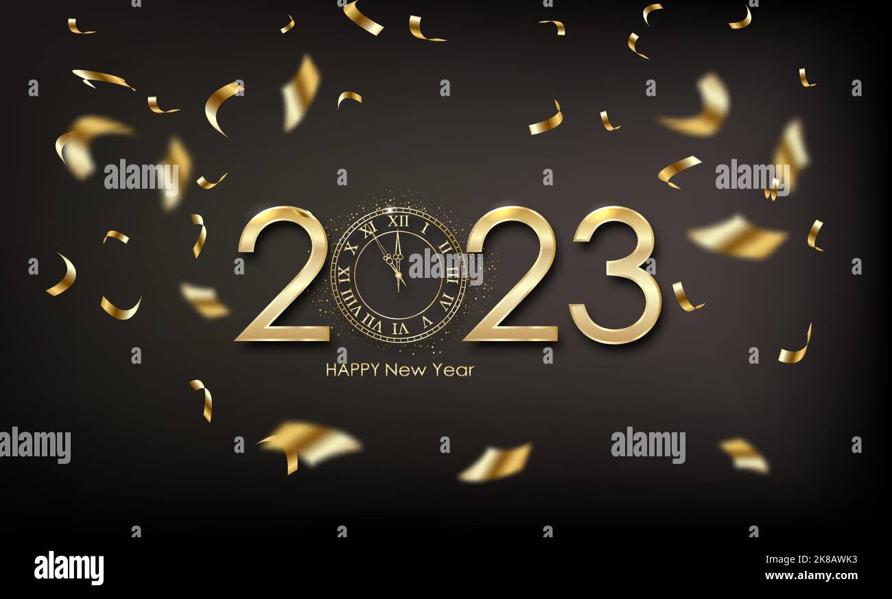 New year 2023 clock Stock Vector Images - Alamy