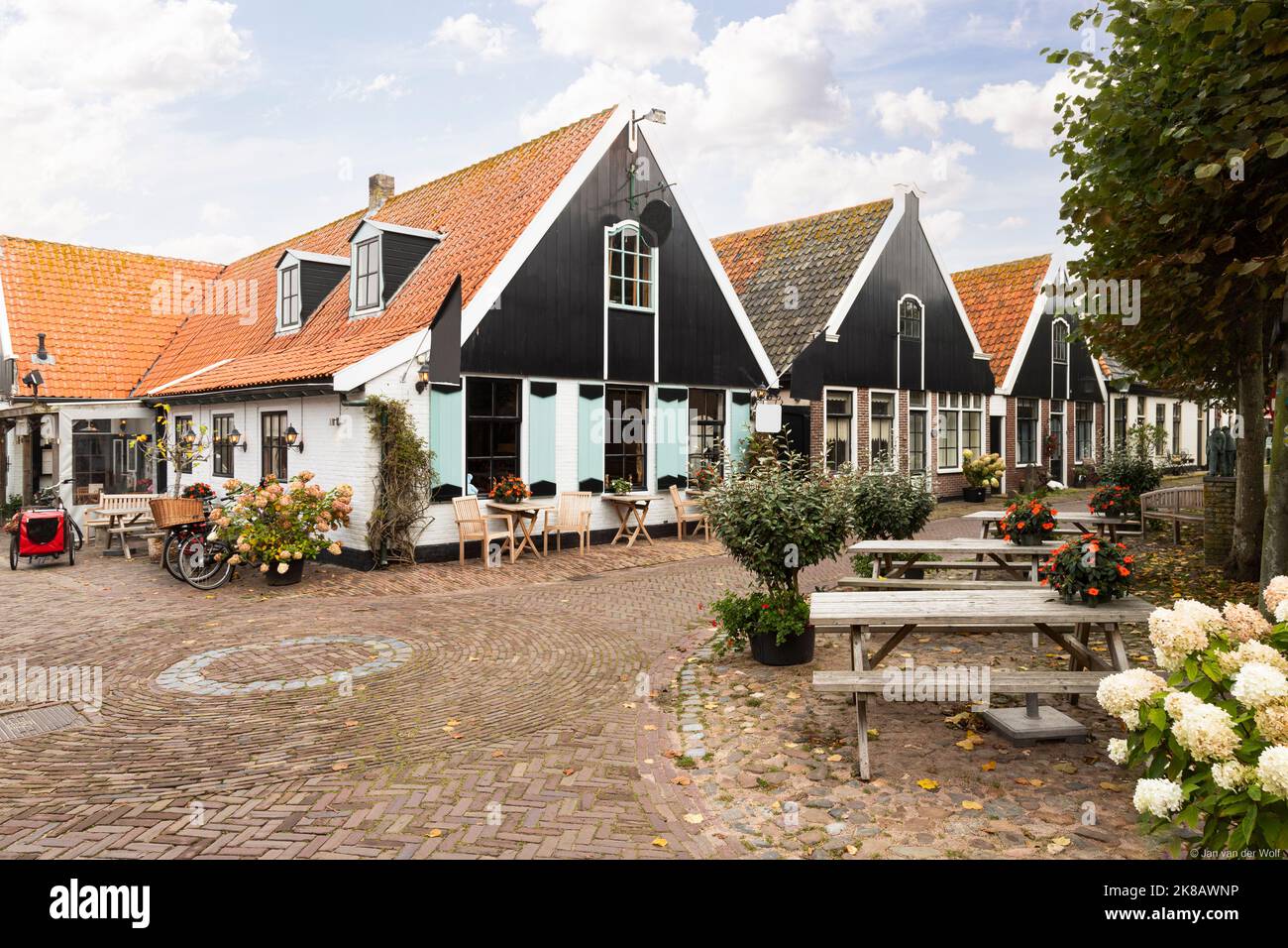 Small roundabout on the church square in the picturesque town of ...