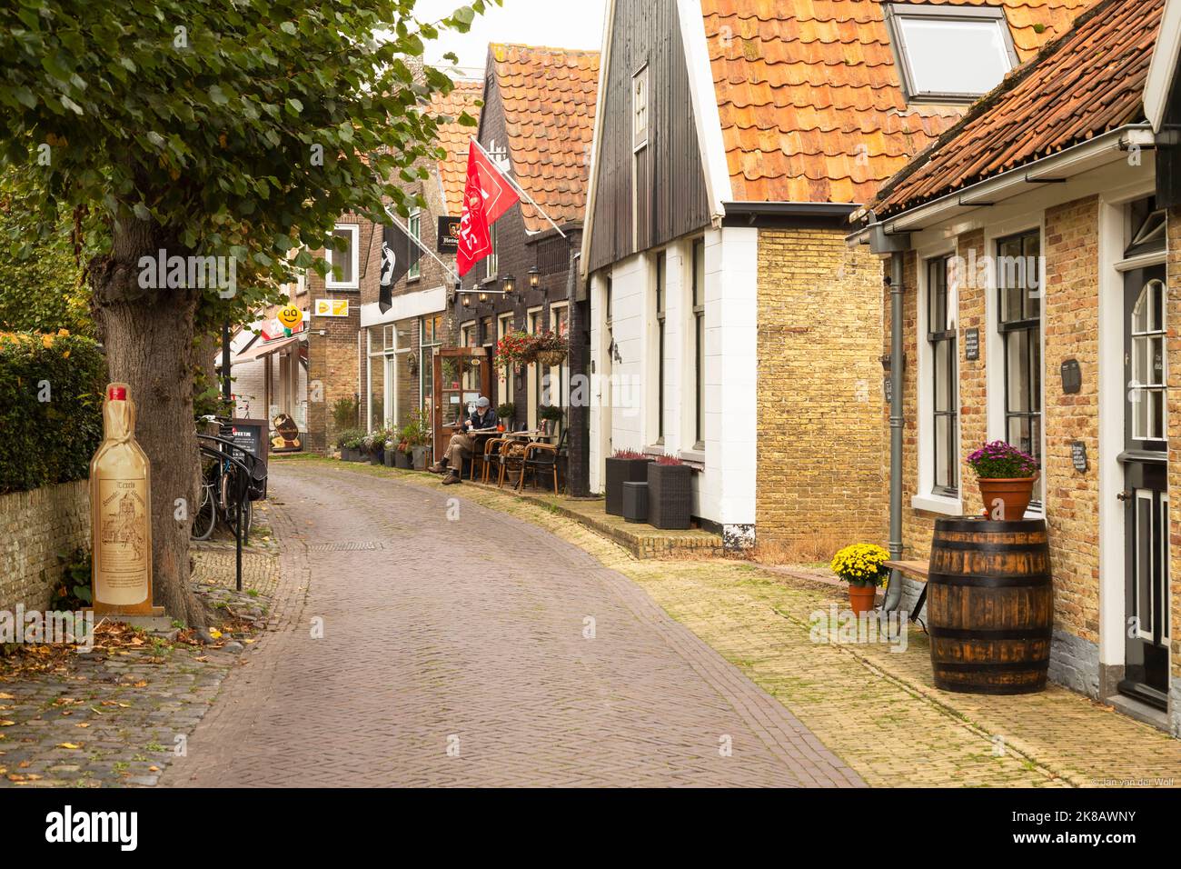 Small street in the center of the picturesque village of Oosterend on ...
