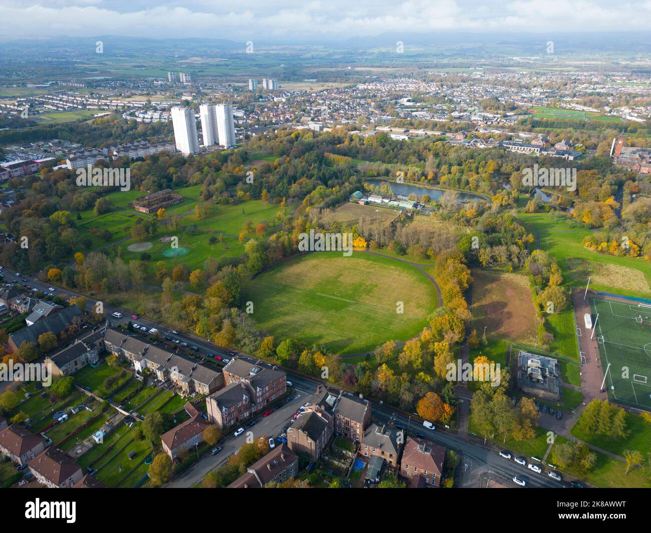Aerial view of Springburn Park in north Glasgow, Scotland, UK Stock ...