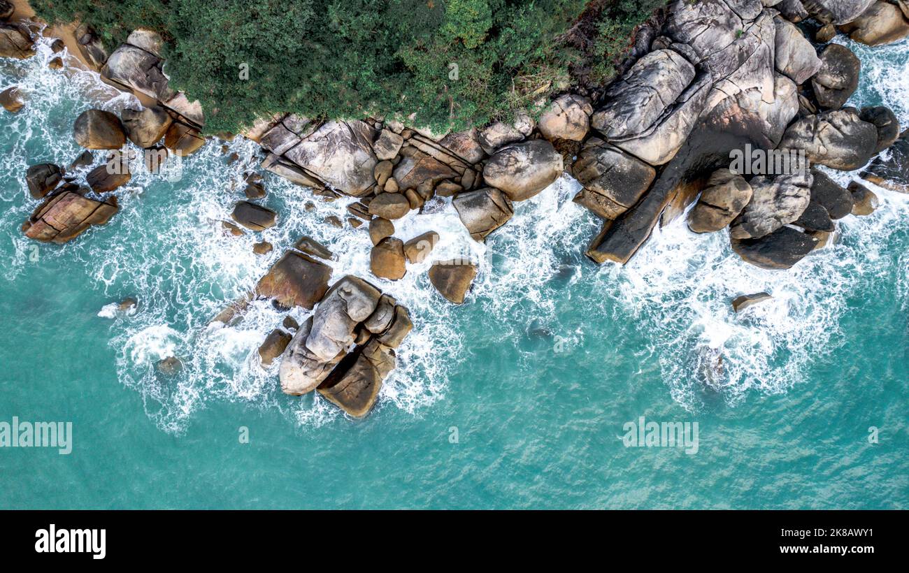Aerial view of seashore with rocks from above Stock Photo - Alamy