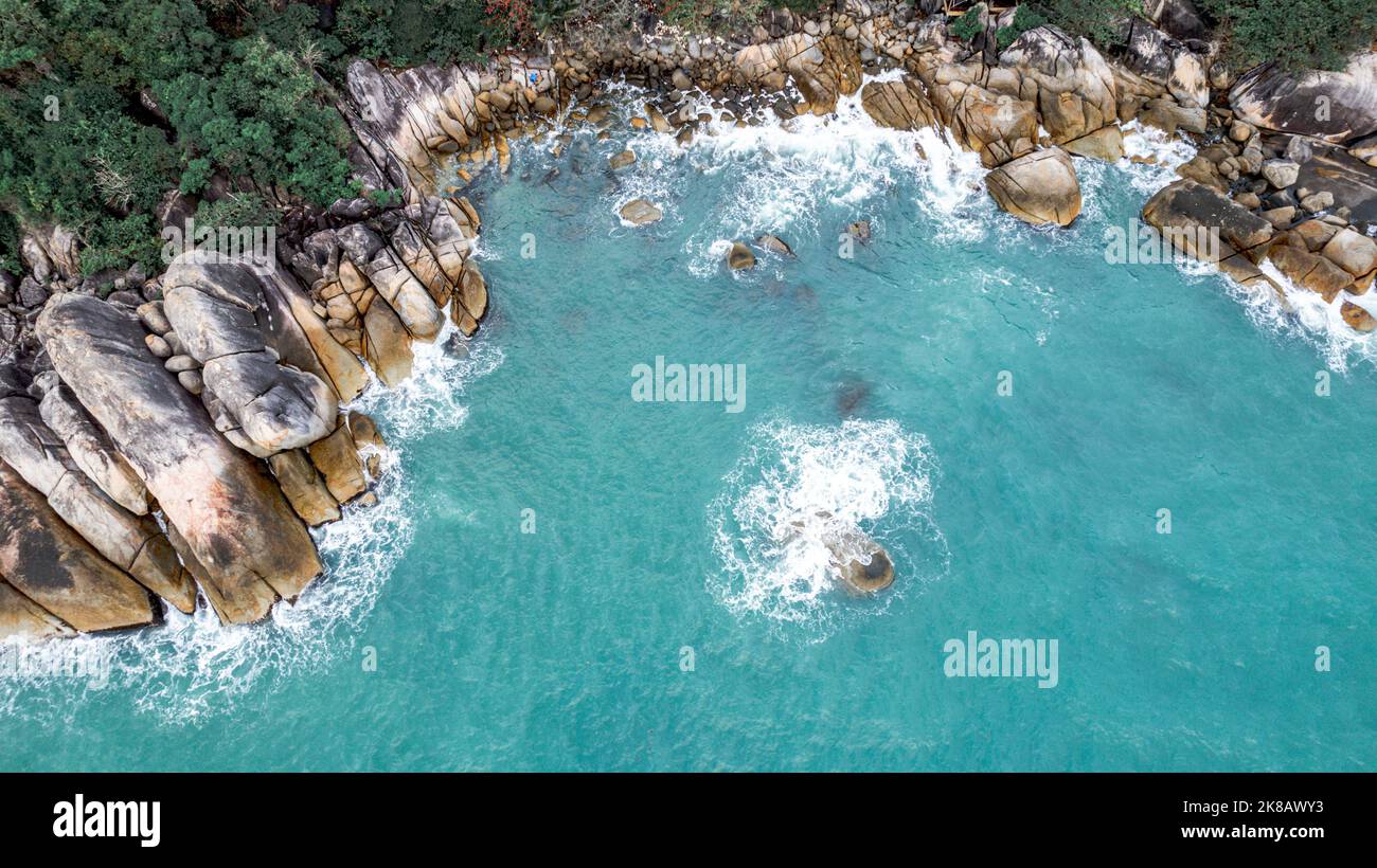 Aerial view of seashore with rocks from above Stock Photo - Alamy