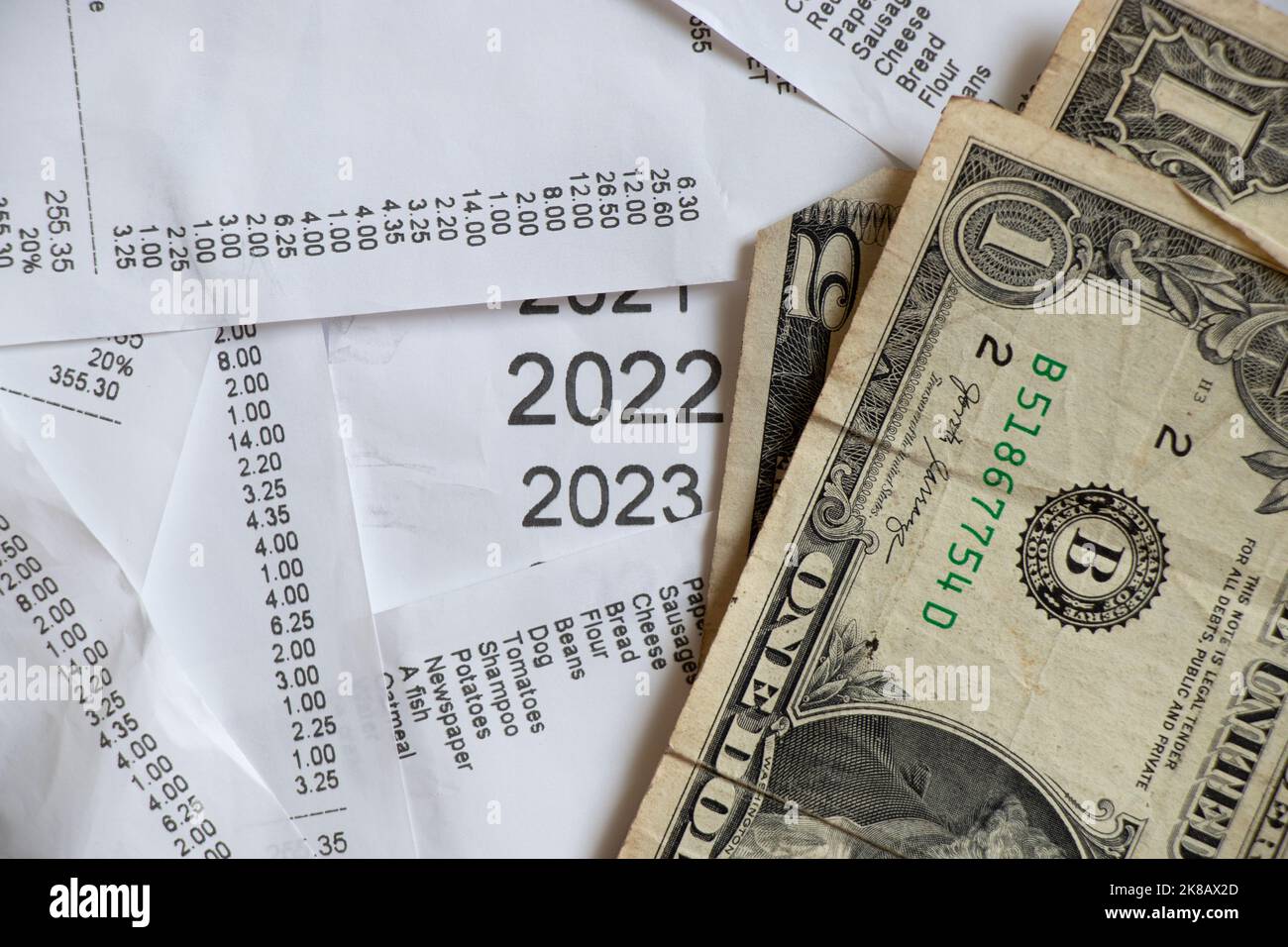 sales receipt from a supermarket with a shopping list and a list of ...