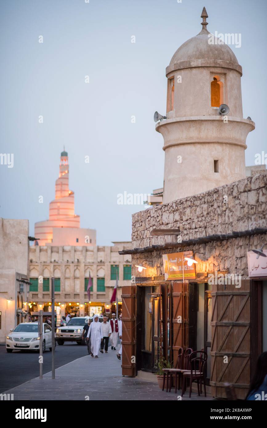 Doha, Qatar, May 5,2022: Traditional Arabian building built of wood and ...
