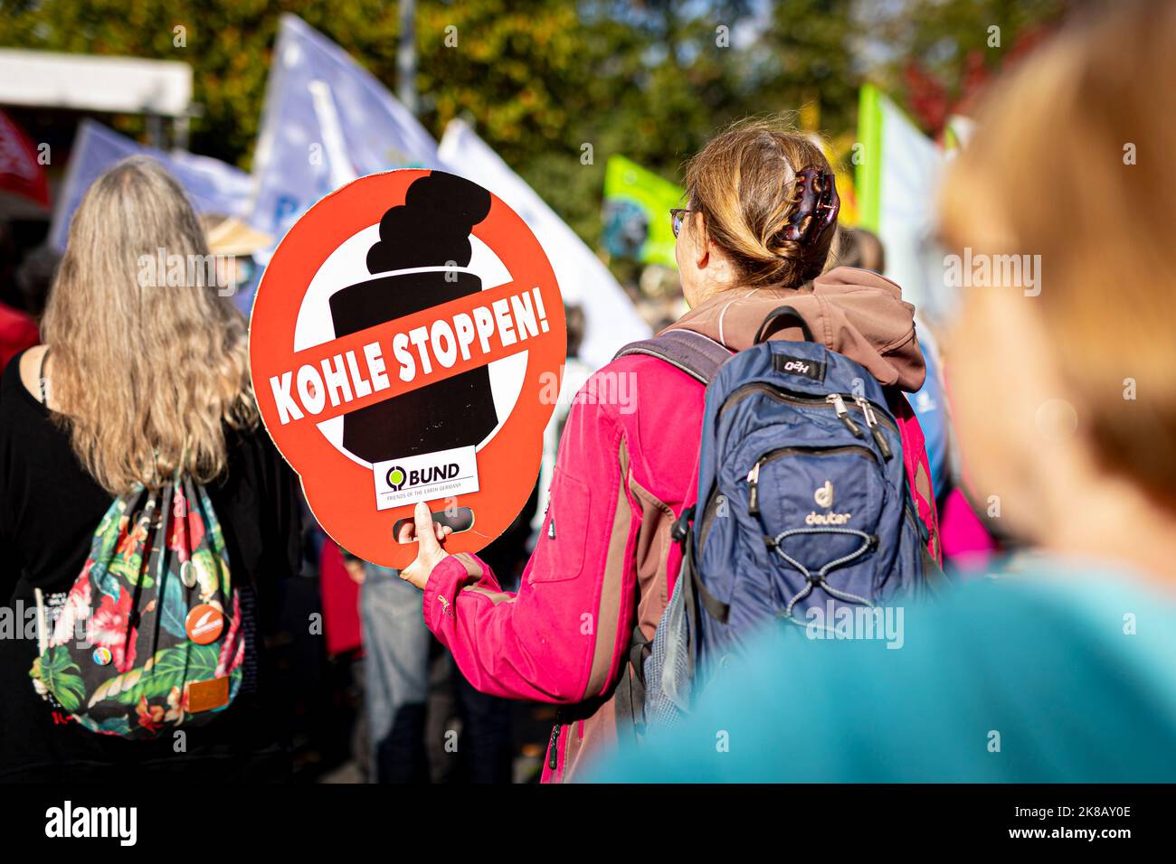Hanover, Germany. 22nd Oct, 2022. The slogan "Stop coal!" can be read ...