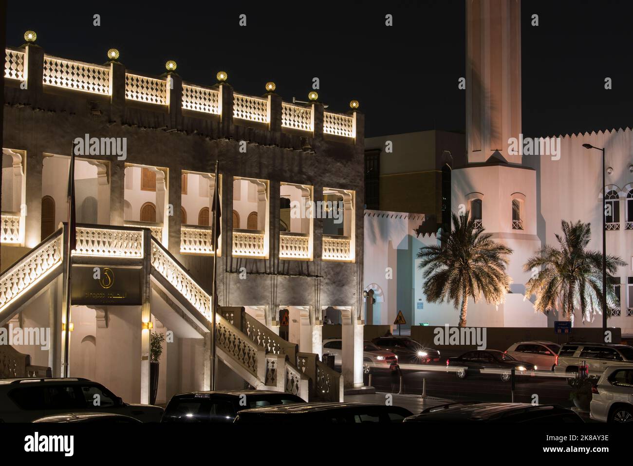 Doha, Qatar, May 5,2022: Traditional Arabian building built of wood and ...