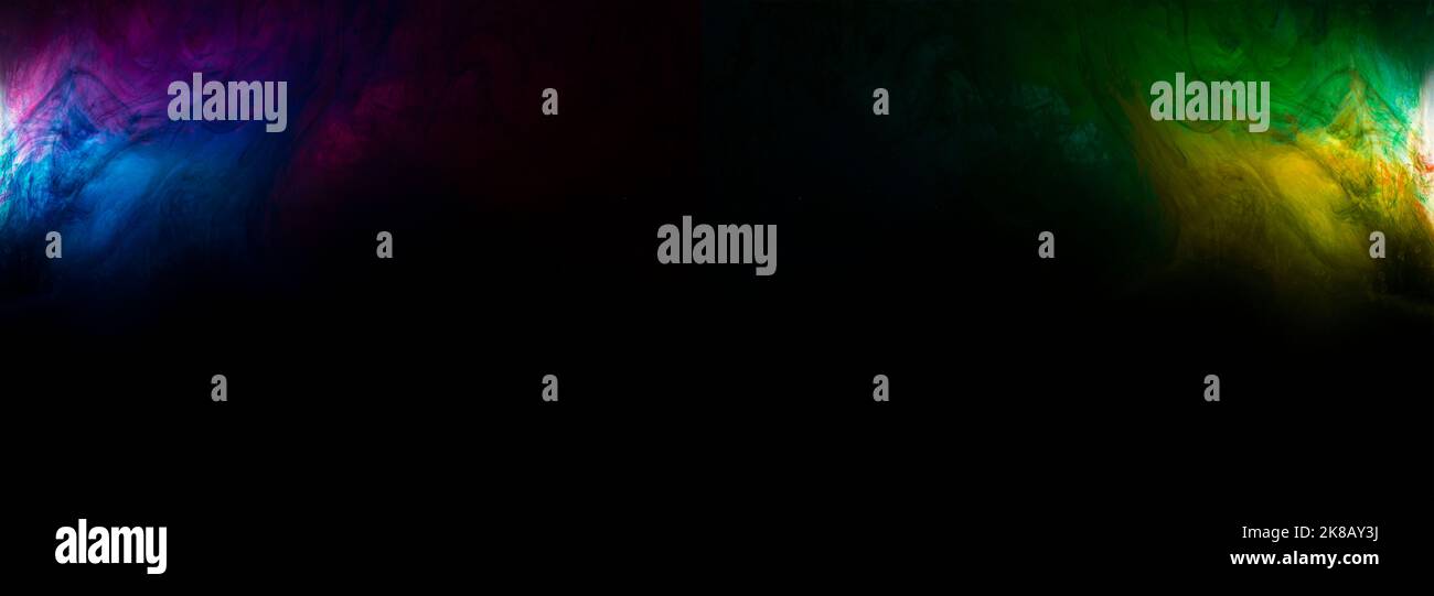 Multi coloured abstract art on sides of black banner Stock Photo - Alamy